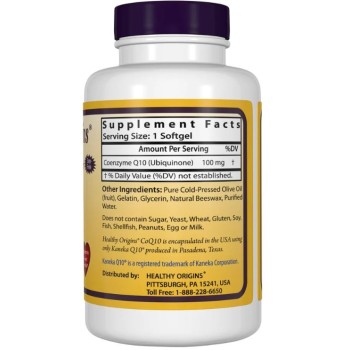 CoQ10 Gels - 100 mg. (Kaneka Q10™) Healthy Origins Brasil